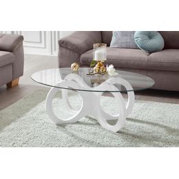 Couchtisch Inosign Tische Gr. B/H/T: 110 cm x 42 cm x 70 cm, weiß (weiß, weiß) Couchtische rund oval in ovaler Form, elegant