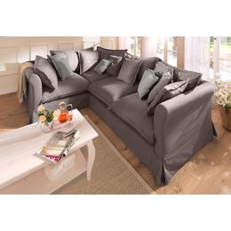 Ecksofa Home Affaire "Luise L-Form", braun, B:275cm H:75cm T:192cm, Struktur 100% Polyester, Sofas, Ecksofa, mit vielen losen Kissen und abnehmbarer Husse