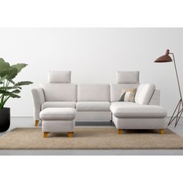 Ecksofa Home Affaire "Trelleborg L-Form", silber, B:252cm H:86cm T:213cm, 95% Polyester, 5% Polyamid, Sofas, Ecksofa, wahlweise mit Bettfunktion und Bettkasten, inkl. Federkern-Polsterung