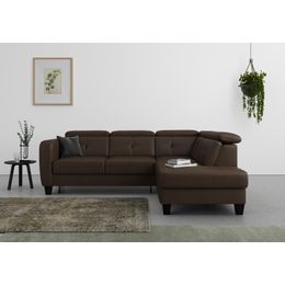Sit & More Ecksofa SIT & MORE "Belluci L-Form", braun (mocca), B:249cm H:85cm T:195cm, Sofas, Ecksofa, inklusive Federkern, wahlweise mit Bettfunktion und Bettkasten