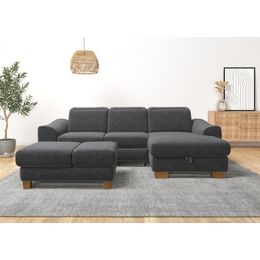 Ecksofa Home Affaire "Dundee L-Form", grau (anthrazit), B:264cm H:86cm T:170cm, Sofas, Ecksofa, wahlweise mit Kopfteilverstellung und zus&auml;tzlich mit Bettfunktion