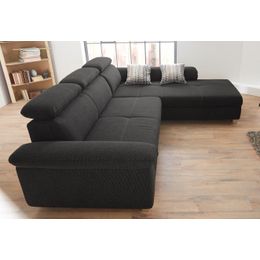 Jockenh&ouml;fer Ecksofa JOCKENH&Ouml;FER GRUPPE "Landshut L-Form", grau (anthrazit), B:295cm H:102cm T:214cm, Struktur ( 100% Polyester);Zierkissen: 100% Polyester, Sofas, Ecksofa, inklusive Bettfunktion, Kopf- bzw. R&uuml;ckenteilverstellung, Topseller