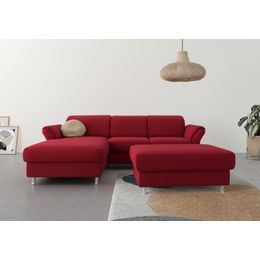 Sit & More Ecksofa SIT & MORE "Apulia L-Form", rot, B:250cm H:78cm T:185cm, Webstoff (100% Polyester);Struktur weich (90% Polyester, 10% Polyamid);Luxus-Microfaser Euphoria (100% Polyester);Samtoptik (100% Polyester), Sofas, Ecksofa, wahlweise Bettfunktion, Bettkasten und Kopf- und Armteilverstellung