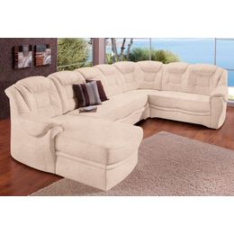 Sit & More Wohnlandschaft SIT & MORE "Bellevue U-Form", beige (natur), B:327cm H:94cm T:217cm, PRIMABELLE-Microfaser (100% Polyester);SOFTLUX-Kunstleder;NaturLEDER (echtes Rindsleder), Sofas, wahlweise mit Bettfunktion