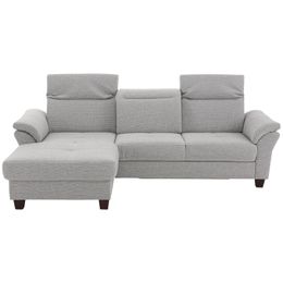 Ecksofa Home Affaire "Solvei L-Form", silber, B:255cm H:104cm T:185cm, Struktur (100% Polyester);Luxus-Microfaser Lederoptik (100% Polyester);Luxus-Microfaser ALTARA NUBUCK (100% Polyester), Sofas, Ecksofa, mit Recamierenabschlu&szlig; und Sitztiefenverstellung