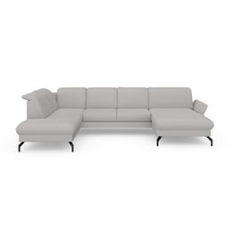 Sit & More Wohnlandschaft SIT & MORE "Fashion U-Form", silber, B:338cm H:84cm T:207cm, Sofas, Wohnlandschaft, wahlweise mit Kopfteilverstellung, Vorziehsitz, motorisch, Metallf&uuml;&szlig;e