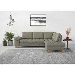 Sit & More Ecksofa SIT & MORE "Westham L-Form", grau, B:261cm H:88cm T:179cm, 100% Polyester, Sofas, Ecksofa, mit Ottomane, mit oder ohne Bettfunktion, Bettkasten, Verstellung