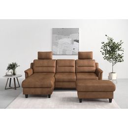 Sit & More Ecksofa SIT & MORE "Far&ouml; L-Form", braun (cognac), B:234cm H:90cm T:168cm, Sofas, Ecksofa, inklusive Federkern, wahlweise mit Bettfunktion und Bettkasten