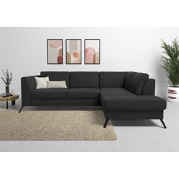 Sit & More Ecksofa SIT & MORE "Olsen L-Form", schwarz, B:248cm H:88cm T:201cm, 100% Polyester, Sofas, Ecksofa, inklusive Sitztiefenverstellung, wahlweise mit Bettfunktion, 15cm hoch