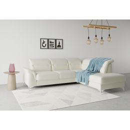 Sit & More Ecksofa SIT & MORE "Sinatra L-Form", beige (creme), B:251cm H:85cm T:220cm, 98% Polyester, 2% Polyamid, Sofas, Ecksofa, mit Ottomane, optional mit Kopfteilverstellung und Armteilfunktion