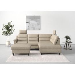 Sit & More Ecksofa SIT & MORE "Far&ouml; L-Form", beige, B:251cm H:90cm T:187cm, Sofas, Ecksofa, inklusive Federkern, wahlweise mit Bettfunktion und Bettkasten