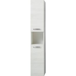 Hochschrank SAPHIR "Quickset Badschrank 30 cm breit, 2 Türen, 1 Nische, 3 Einlegeböden" Schränke Gr. B/H/T: 30 cm x 168 cm x 33 cm, 2 St., weiß (eiche weiß, eiche weiß) Bad-Hochschrank Badezimmer-Hochschrank inkl. Türdämpfer, Griffe in Chrom glänzend