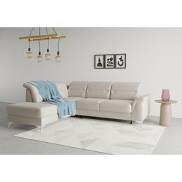 Sit & More Ecksofa SIT & MORE "Sinatra L-Form", grau (elephant), B:251cm H:85cm T:220cm, 100% Polyester, Sofas, Ecksofa, mit Ottomane, optional mit Kopfteilverstellung und Armteilfunktion