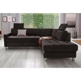 Sit & More Ecksofa SIT & MORE "Pablo L-Form", schwarz, B:233cm H:78cm T:196cm, Struktur fein (100% Polyester);Struktur (100% Polyester), Sofas, Ecksofa, wahlweise mit Bettfunktion