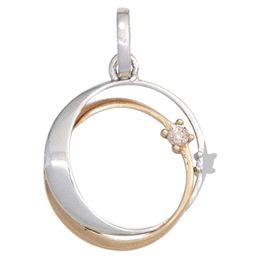 Ketten-Anhänger Jobo "Anhänger mit 2 Diamanten" Schmuckanhänger Gr. SI = kleine Einschlüsse, Roségold 585-Weißgold 585-Diamanten, rosegold (roségold 585) Damen Anhänger 585 Gold bicolor