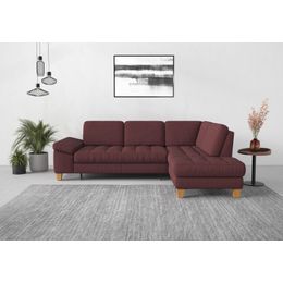 Sit & More Ecksofa SIT & MORE "Westham L-Form", lila (chianti), B:261cm H:88cm T:179cm, 90% Polyester 10%Polyamid, Sofas, Ecksofa, mit Ottomane, mit oder ohne Bettfunktion, Bettkasten, Verstellung