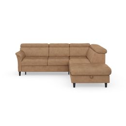 Sit & More Ecksofa SIT & MORE "Marano L-Form", braun (macciato), B:252cm T:216cm, 100% Polyester, Sofas, Ecksofa, inklusive Kopfteilverstellung, wahlweise mit Bettfunktion, Bettkasten