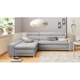Sit & More Ecksofa SIT & MORE "Riva L-Form", grau, B:272cm H:92cm T:169cm, Flachgewebe (100% Polyester);Luxus-Microfaser (100% Polyester);Struktur (100% Polyester), Sofas, Ecksofa, inklusive Kopteilverstellung, wahlweise mit Bettfunktion