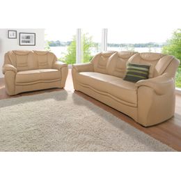 Sit & More Polstergarnitur SIT & MORE "Bansin", braun (cappuccino), NaturLEDER, Sitzm&ouml;bel-Sets, bestehend aus einem 3- und einem 2- Sitzer, inklusive Federkern