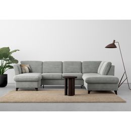 Wohnlandschaft Home Affaire "Trelleborg U-Form", silber, B:307cm H:86cm T:213cm, 100% Polyester, Sofas, Wohnlandschaft, wahlweise mit Bettfunktion und Bettkasten, inkl. Federkern-Polsterung