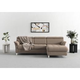 Sit & More Ecksofa SIT & MORE "Marano L-Form", grau (taupe), B:257cm T:166cm, 98% Polyester, 2% Polyamid, Sofas, Ecksofa, inklusive Kopfteilverstellung, wahlweise mit Bettfunktion, Bettkasten