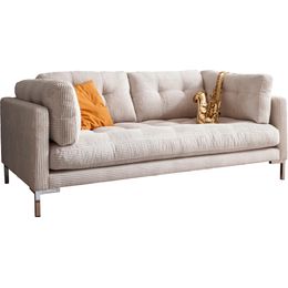 2-Sitzer TRENDS BY HG "Landau", beige, B:183cm H:75cm T:92cm, Sofas, in Cord-Stoff mit Metallfu&szlig;