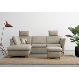 Ecksofa Home Affaire "Trelleborg L-Form", grau (steel), B:252cm H:86cm T:213cm, 95% Polyester, 5% Polyamid, Sofas, Ecksofa, wahlweise mit Bettfunktion und Bettkasten, inkl. Federkern-Polsterung