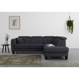 Sit & More Ecksofa SIT & MORE "Belluci L-Form", blau (tiefblau), B:249cm H:85cm T:195cm, Sofas, Ecksofa, inklusive Federkern, wahlweise mit Bettfunktion und Bettkasten