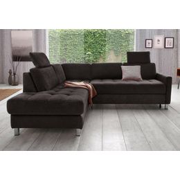 Sit & More Ecksofa SIT & MORE "Pablo L-Form", schwarz, B:233cm H:78cm T:196cm, Struktur fein (100% Polyester);Struktur (100% Polyester), Sofas, Ecksofa, wahlweise mit Bettfunktion