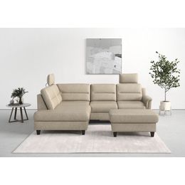 Sit & More Ecksofa SIT & MORE "Far&ouml; L-Form", beige, B:251cm H:90cm T:187cm, Sofas, Ecksofa, inklusive Federkern, wahlweise mit Bettfunktion und Bettkasten