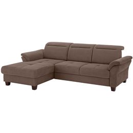 Ecksofa Home Affaire "Solvei L-Form", braun, B:255cm H:104cm T:185cm, Struktur (100% Polyester);Luxus-Microfaser Lederoptik (100% Polyester);Luxus-Microfaser ALTARA NUBUCK (100% Polyester), Sofas, Ecksofa, mit Recamierenabschlu&szlig; und Sitztiefenverstellung