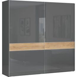 Schwebetürenschrank Places of Style "Onyx" Schränke Gr. B/H/T: 230 cm x 224 cm x 61 cm, Basisausführung, grau (anthrazit, walnussfarben) UV lackiert für langlebige Oberflächen, Soft-Close-Funktion