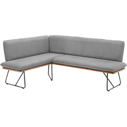 NIEHOFF SITZMÖBEL Eckbank NIEHOFF SITZMÖBEL Sitzbänke Gr. H/T: 85 cm x 68 cm, Microfaser, langer Schenkel rechts, grau (platingrau, schwarz) Spitzkissenoptik, mit umlaufender Holzleiste in Charakter-Eiche