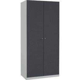 Kleiderschrank Rauch "Bergheim" Schränke Gr. B/H/T: 92 cm x 197 cm x 54 cm, 2 St., grau (seidengrau, graumetallic) Drehtürenschrank Schränke abschließbar