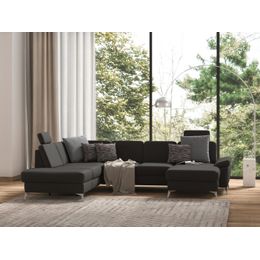Sit & More Wohnlandschaft SIT & MORE "Padua U-Form", grau (fango), B:340cm H:89cm T:228cm, Sofas, Wohnlandschaft, inklusive Sitztiefenverstellung, Armteilfunktion und Federkern