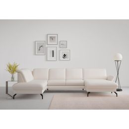 Sit & More Wohnlandschaft SIT & MORE "Fashion U-Form", beige (creme), B:338cm H:84cm T:207cm, Sofas, Wohnlandschaft, wahlweise mit Kopfteilverstellung, Vorziehsitz, motorisch, Metallf&uuml;&szlig;e