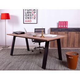 Schreibtisch COMPOSAD "Davinci" Tische Gr. B/H/T: 171cm x 75cm x 80cm, braun (nussholz + schwarze/matt nussholz) mit Metallbeinen, Breite 171,5 cm, 100% recyceltes Holz, Made in Italy