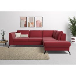 Sit & More Ecksofa SIT & MORE "Olsen L-Form", rot, B:248cm H:88cm T:201cm, 100% Polyester, Sofas, Ecksofa, inklusive Sitztiefenverstellung, wahlweise mit Bettfunktion, 15cm hoch