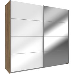 Schwebetürenschrank wimex "Easy" Schränke Gr. B/H/T: 270 cm x 210 cm x 65 cm, 2 St., braun (plankeneichefarben, weißglas, spiegel) Schranksysteme und Schrankserien mit Glas Spiegel