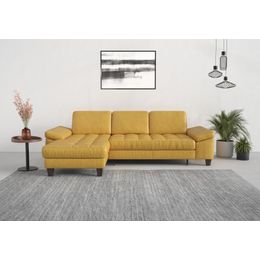 Sit & More Ecksofa SIT & MORE "Westham L-Form", gelb (dijon), B:275cm H:88cm T:172cm, 100% Polyester, Sofas, Ecksofa, Recamiere, mit oder ohne Bettfunktion, Bettkasten, F&uuml;&szlig;e wengefarben