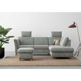 Ecksofa Home Affaire "Trelleborg L-Form", silber, B:252cm H:86cm T:213cm, 100% Polyester, Sofas, Ecksofa, wahlweise mit Bettfunktion und Bettkasten, inkl. Federkern-Polsterung
