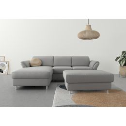 Sit & More Ecksofa SIT & MORE "Apulia L-Form", grau, B:250cm H:78cm T:185cm, Webstoff (100% Polyester);Struktur weich (90% Polyester, 10% Polyamid);Luxus-Microfaser Euphoria (100% Polyester);Samtoptik (100% Polyester), Sofas, Ecksofa, wahlweise Bettfunktion, Bettkasten und Kopf- und Armteilverstellung