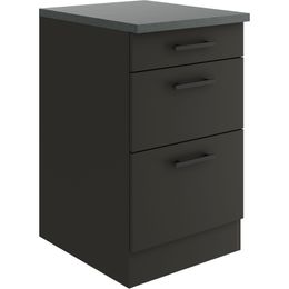 Unterschrank Optifit "Palma" Schränke Gr. B/H/T: 50 cm x 84,8 cm x 60 cm, schwarz (anthrazit, anthrazit, anthrazit) Unterschränke Breite 50 cm, mit 3 Schubkästen