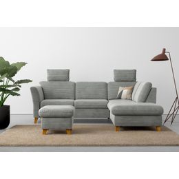 Ecksofa Home Affaire "Trelleborg L-Form", silber, B:252cm H:86cm T:213cm, 100% Polyester, Sofas, Ecksofa, wahlweise mit Bettfunktion und Bettkasten, inkl. Federkern-Polsterung