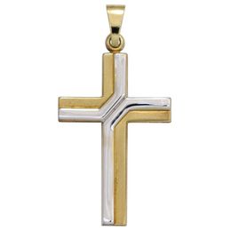 Kreuz-Anhänger Jobo "Anhänger Kreuz" Schmuckanhänger Gr. Gelbgold 333, goldfarben (gelbgold 333) Damen Anhänger 333 Gold bicolor