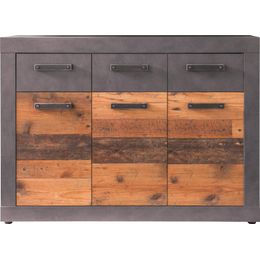 Kommode Inosign "Ilana" Sideboards Gr. B/H/T: 117 cm x 86 cm x 37 cm, 3 St., grau (graphit matera) moderner Industrial Style