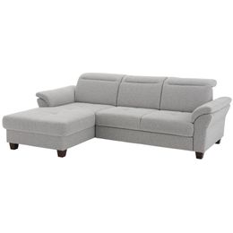 Ecksofa Home Affaire "Solvei L-Form", silber, B:255cm H:104cm T:185cm, Struktur (100% Polyester);Luxus-Microfaser Lederoptik (100% Polyester);Luxus-Microfaser ALTARA NUBUCK (100% Polyester), Sofas, Ecksofa, mit Recamierenabschlu&szlig; und Sitztiefenverstellung