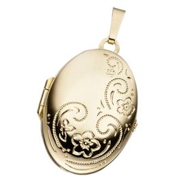 Medallion-Anhänger Jobo "Anhänger Medaillon oval" Schmuckanhänger Gr. Gelbgold 333, goldfarben (gelbgold 333) Damen 333 Gold