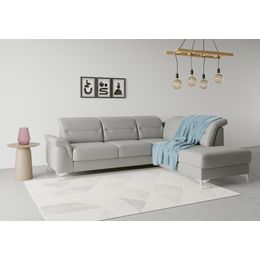 Sit & More Ecksofa SIT & MORE "Sinatra L-Form", grau, B:251cm H:85cm T:220cm, 100% Polyester, Sofas, Ecksofa, mit Ottomane, optional mit Kopfteilverstellung und Armteilfunktion