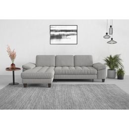 Sit & More Ecksofa SIT & MORE "Westham L-Form", silber, B:275cm H:88cm T:172cm, 90% Polyester 10% Polyamid, Sofas, Ecksofa, Recamiere, mit oder ohne Bettfunktion, Bettkasten, F&uuml;&szlig;e wengefarben